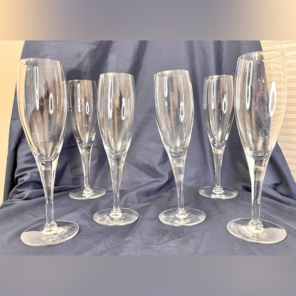 Dining | 6 Crystal Champagne Glasses Goblets Flutes Celebrate Fiesta ...